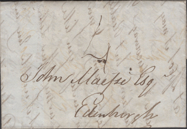 136187 1839 UNIFORM FOURPENNY POST MAIL GREENOCK TO EDINBURGH WITH MAN ...